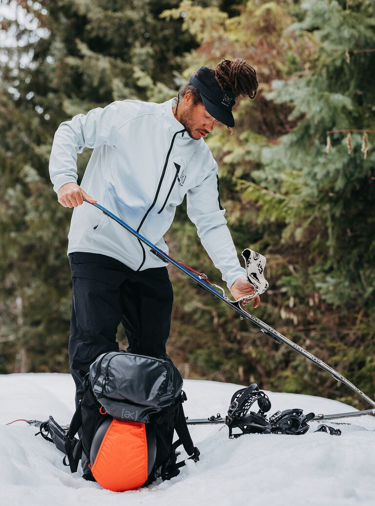 Burton AK Men's Helium Power Grid Full Zip Fleece Gray Cloud — Performance Ski & Surf